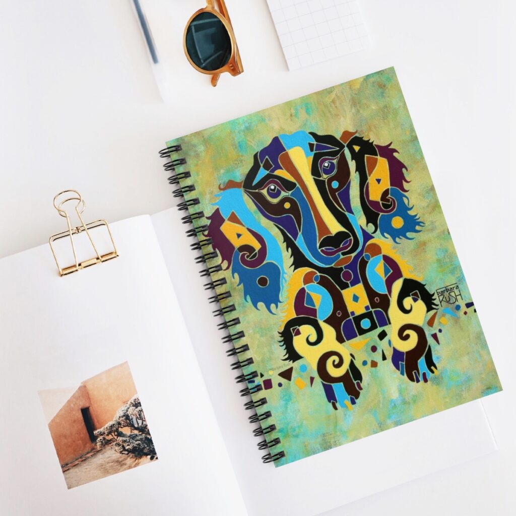 Long Haired Dachshund Spiral Notebook – Ruled Line - Barbara Rush Fine Art