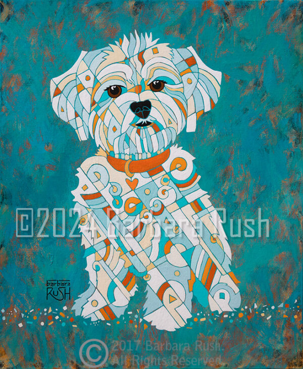 Qalbi the Maltese Art – Original Painting - Barbara Rush Fine Art
